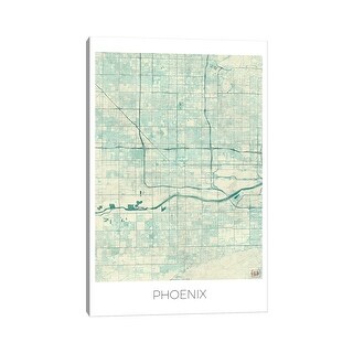 iCanvas "Phoenix Vintage Blue Watercolor Urban Blueprint Map" by Hubert ...