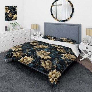 Designart "Dark Beige Flower Damask Breeze I" Yellow Damask bed cover ...