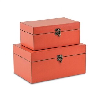 HomeRoots Set of Two Coral Wooden Storage Boxes - Bed Bath & Beyond ...