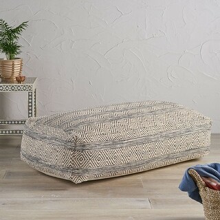 Boho Rectangular Bean Bag Ottoman, Natural and Gray - Bed Bath & Beyond ...