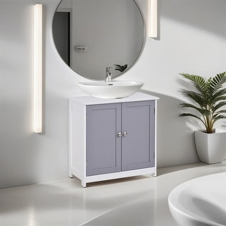 Pedestal Sink Storage Cabinet, Vanity Base Cabinet w/ Adjustable Shelf ...