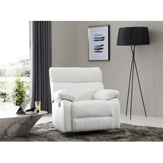 White Oversized PU Leather Upholstered Rocker Recliner with Soft Thick ...