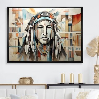 Designart "Native Majestic Cherokee Collage" Native American Art Framed ...