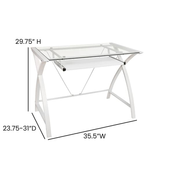 Modern Glass Top Computer Desk with Pull-out Keyboard Tray - Bed Bath ...