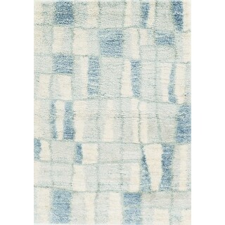 HomeRoots 4'x6' Ivory Blue Abstract Blocks Area Rug - 5' Octagon - Bed ...