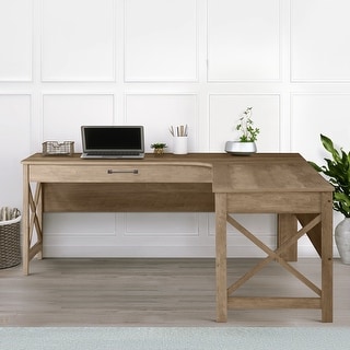 Saint Birch Alaska Modern Farmhouse L-Shaped Desk with Drawer - Bed ...