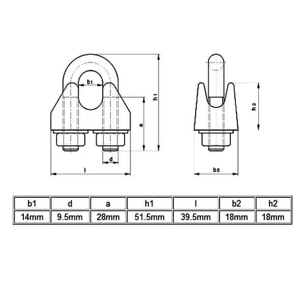 M12 304 Stainless Steel Saddle Clamp Cable Wire Rope Clip Fastener 2PCS ...
