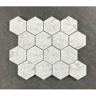 3" Hexagon Marble Wall and Floor Tiles - Bed Bath & Beyond - 38401092