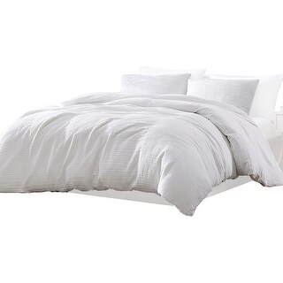 Uvi 3 Piece King Comforter Set, Cotton, Natural Crinkled Texture, White ...