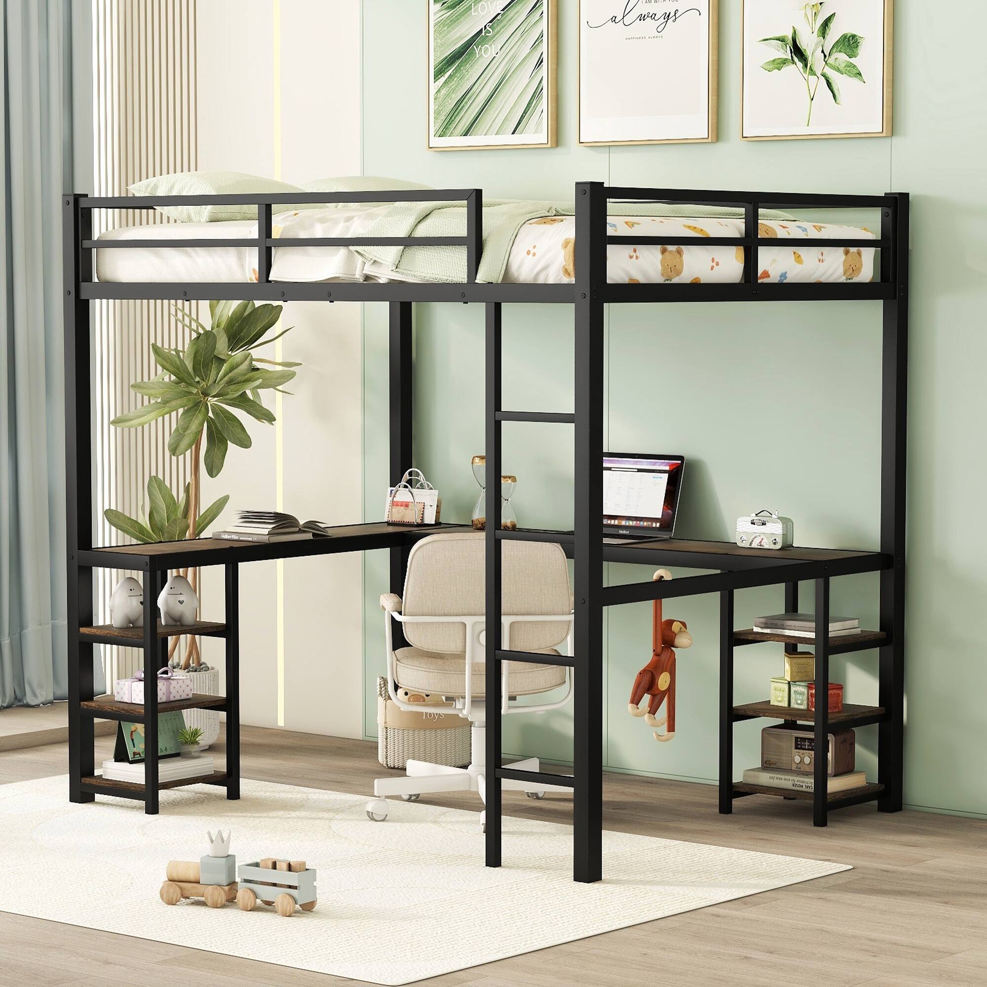 Little dreamer full metal loft bed with desk store