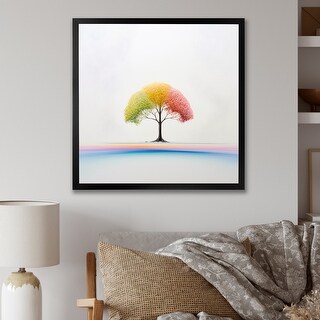 Designart "Minimalism Rainbows Respite Tree" Minimalism Framed Wall Art ...