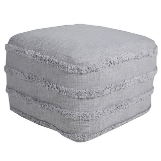 18" Gray Solid Texture and Striped Square Pouf Ottoman - Bed Bath ...