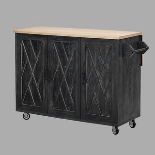 51.2"W Kitchen Island with Drop Leaf, ASH Veneer Top, Mobile Storage ...