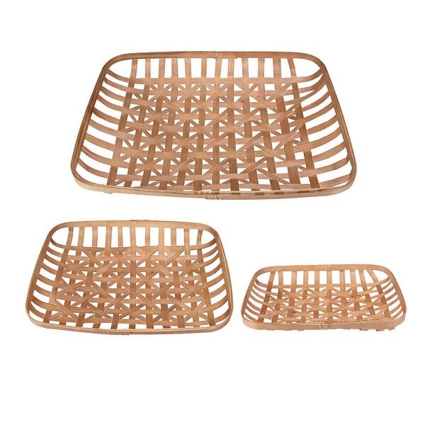 Set of 3 Brown Rectangular Lattice Tobacco Table Top Baskets - On Sale ...
