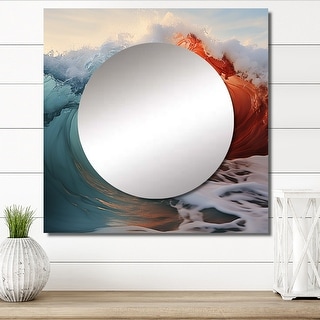 Designart "Green Red Wave Colorful Wonder" Modern Wall Mirror - Coastal ...