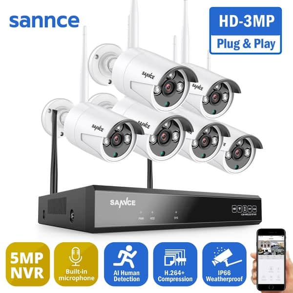 SANNCE 8CH 3MP CCTV Security Cameras System Wireless Transmission of ...