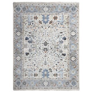 Shahbanu Rugs Sterling Gray Oushak with Floral Motifs Denser Weave Pure ...