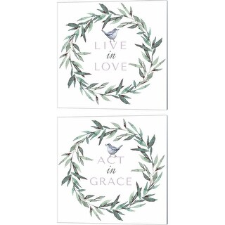Elizabeth Tyndall 'Live in Love & Act in Grace' Canvas Art (Set of 2 ...