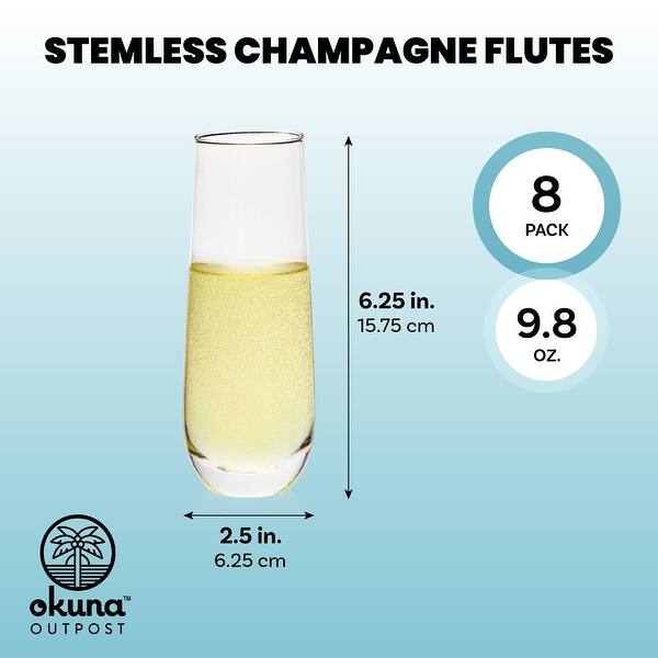 Stemless Champagne Flutes Wine Glasses For Mimosas Prosecco 98 Oz
