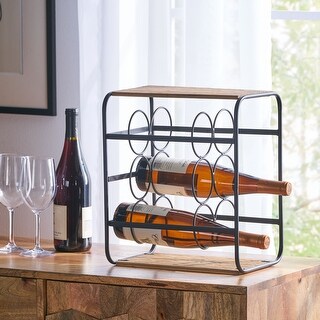 6-Bottle Countertop Wine Rack, Industrial Metal Countertop Wine Rack ...