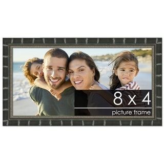 8x4 Bamboo Black Complete Wood Picture Frame with UV Acrylic Plexiglass ...