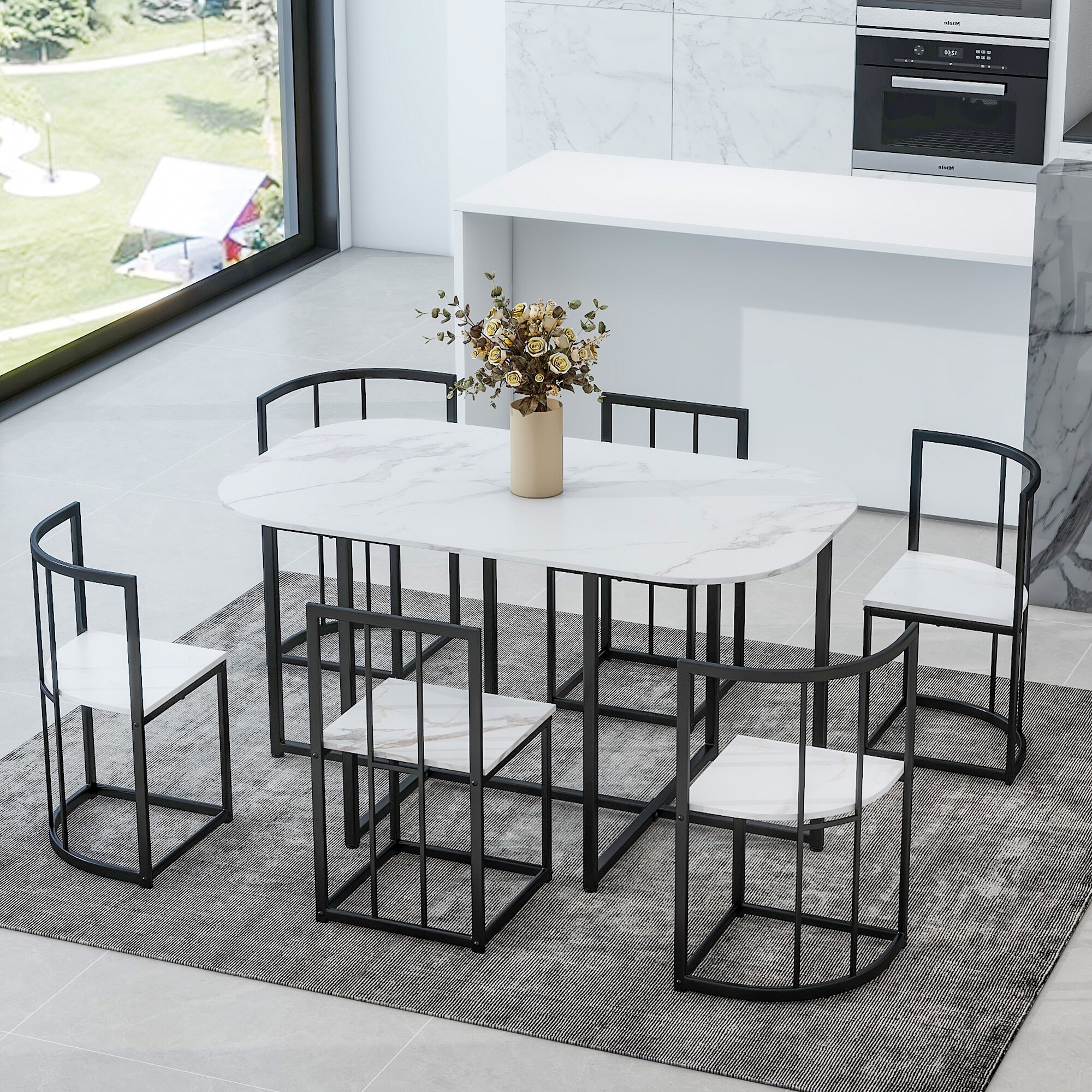 Small marble top dining table store