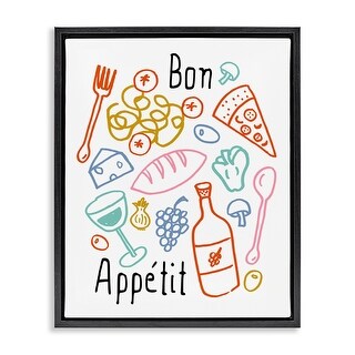 Stupell Bon Appetit Colorful Sketches Framed Floater Canvas Wall Art ...