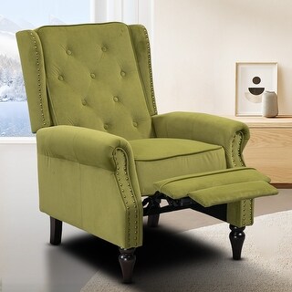 Upholstered Wingback Recliner Chair, Plaid Push Back Recliner Lounge ...