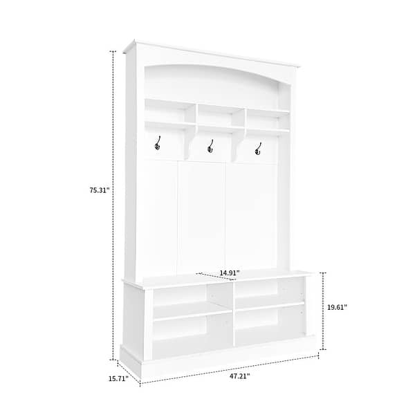 Modern Elegant Freestanding Tall Hall Tree with Open Storage Spaces ...