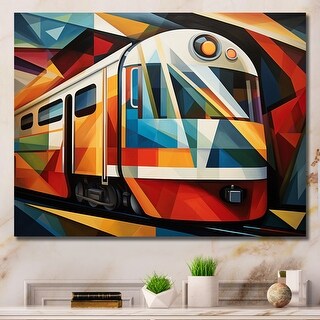 Designart "Abstract Train Cubist Expressions III" Transportation Canvas ...