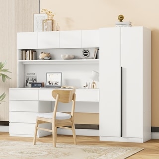 Versatile Armoire Wardrobe and Desk Combo with Storage Solutions - Bed ...