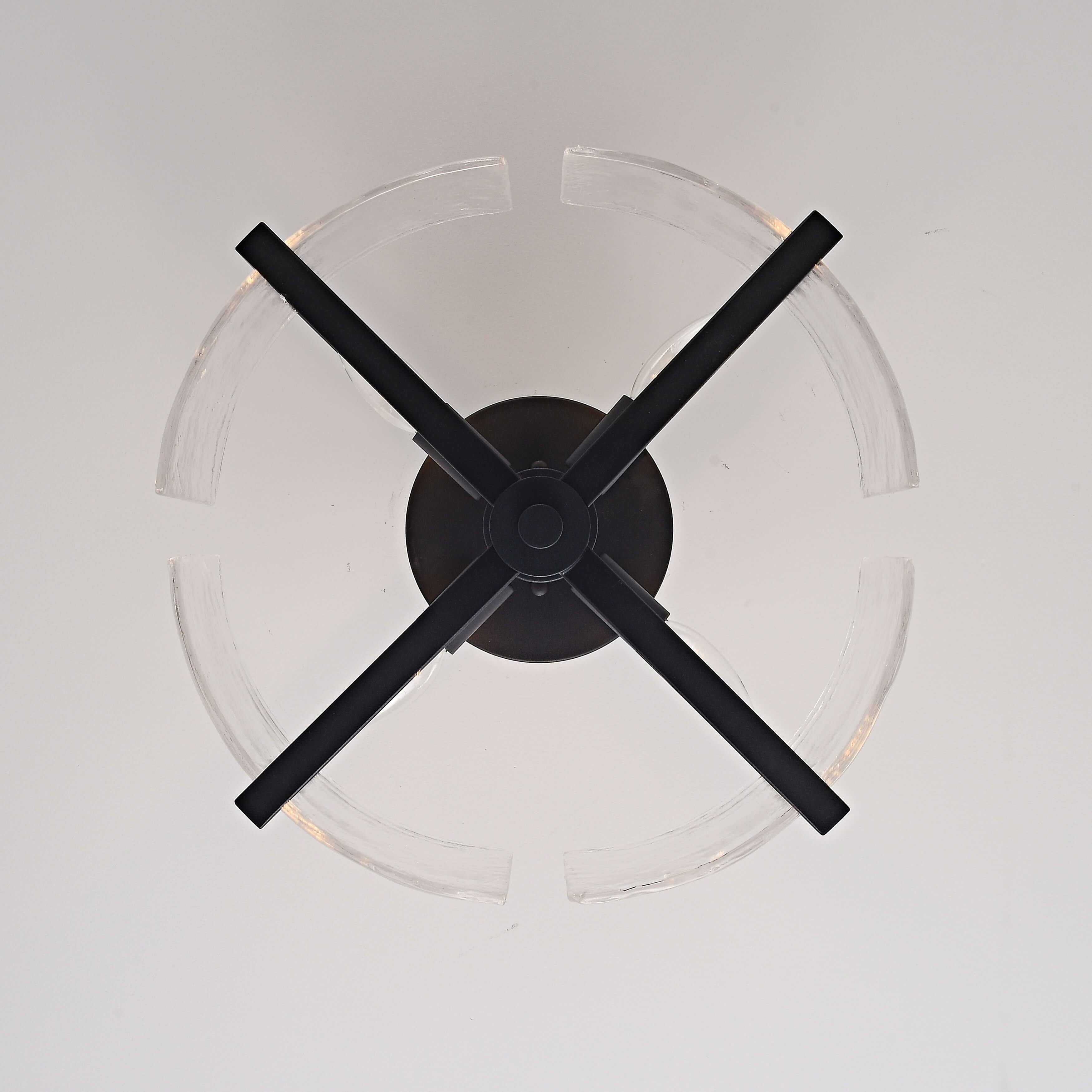 Blanca 4-Light Black Metal Frame Textured Glass Panels Flush Mount - 16 ...