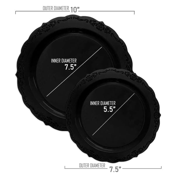 Vintage Rim Round Disposable Plastic Plate Packs - Party Supplies - On ...