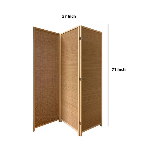 3 Panel Bamboo Shade Roll Room Divider, Natural Brown - On Sale - Bed ...