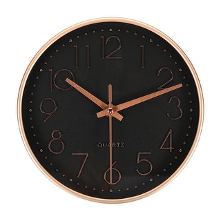 8" Wall Clock Battery Operated Silent Non-Ticking Round Clock Black ...