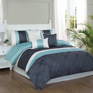 Studio 17 Glorious 7-Piece Comforter Set - dusty aqua/charcoal/ivory ...