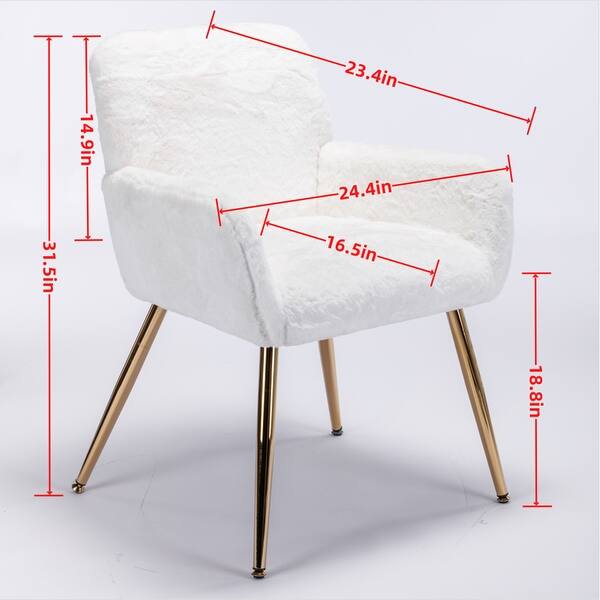 Set of 2 Faux Fur Dining Chair with Golden Metal Legs - Bed Bath ...