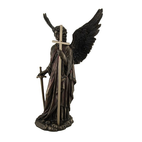 Zadkiel Archangel of Freedom & Mercy Standing Holding Cross Staff and ...