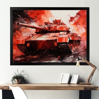 Designart "Artillery Military Tank Power I" Military Red Wall Decor ...