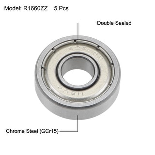 R1660ZZ Ball Bearings Z2 6x16x5mm Double Shielded Chrome Steel 5pcs ...