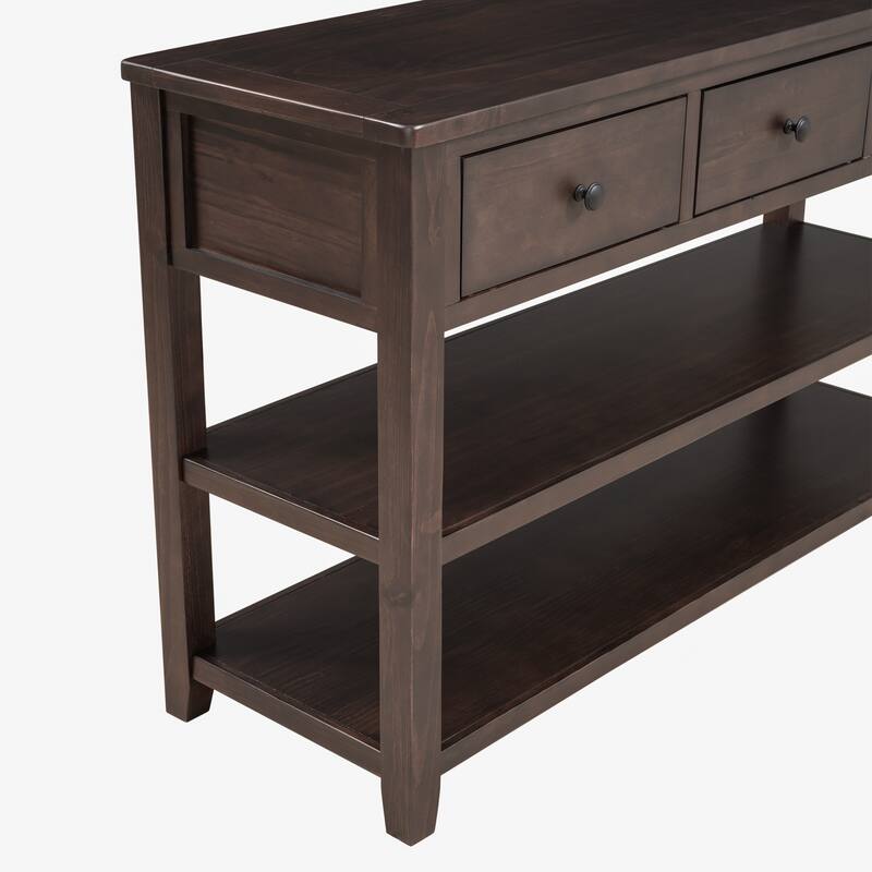 Retro and Modern Design Console Table with TWO Open Shelves - Overstock ...