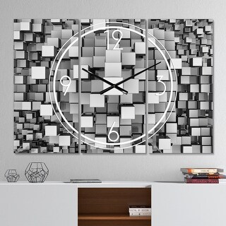Designart 'Black and Grey Cubes' Modern 3 Panels Large Wall CLock - 36 ...