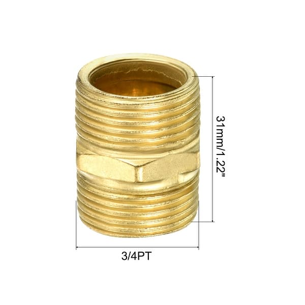 Pipe Fitting 3/4PT Male Thread Hex Extension Connector Adapter Gold ...