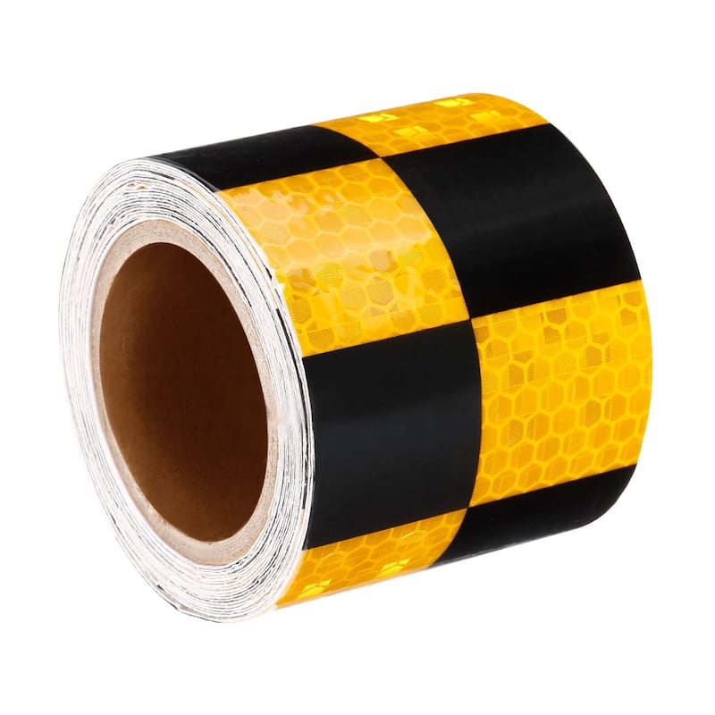 Reflective Tape, 1 Roll 10 Ft x 2-inch Safety Tape, Square Yellow Black ...