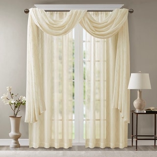 Diamond Sheer Embroidered Window Scarf - Bed Bath & Beyond - 43006774