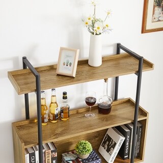 Natural Wood Open Bookshelf Practical Bookcase Locker Sideboard - Bed ...