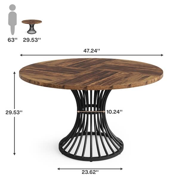 47-Inch Round Dining Table for 4-6 People, Farmhouse Dinning Room Table ...