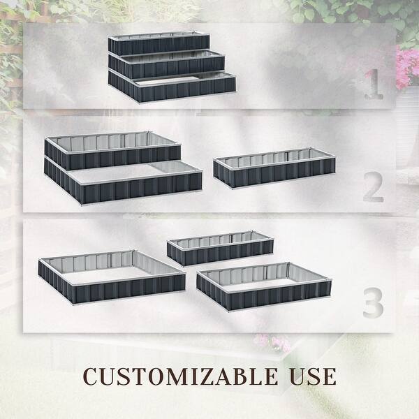 Gray Stepped Flowerpot 3 Tier Raised Garden Bed with Pair of Glove ...