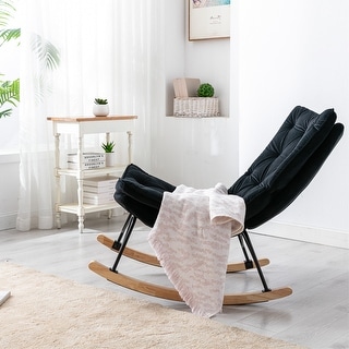 Upholstered Velvet Turfed Armless Rocking Chair - Bed Bath & Beyond ...