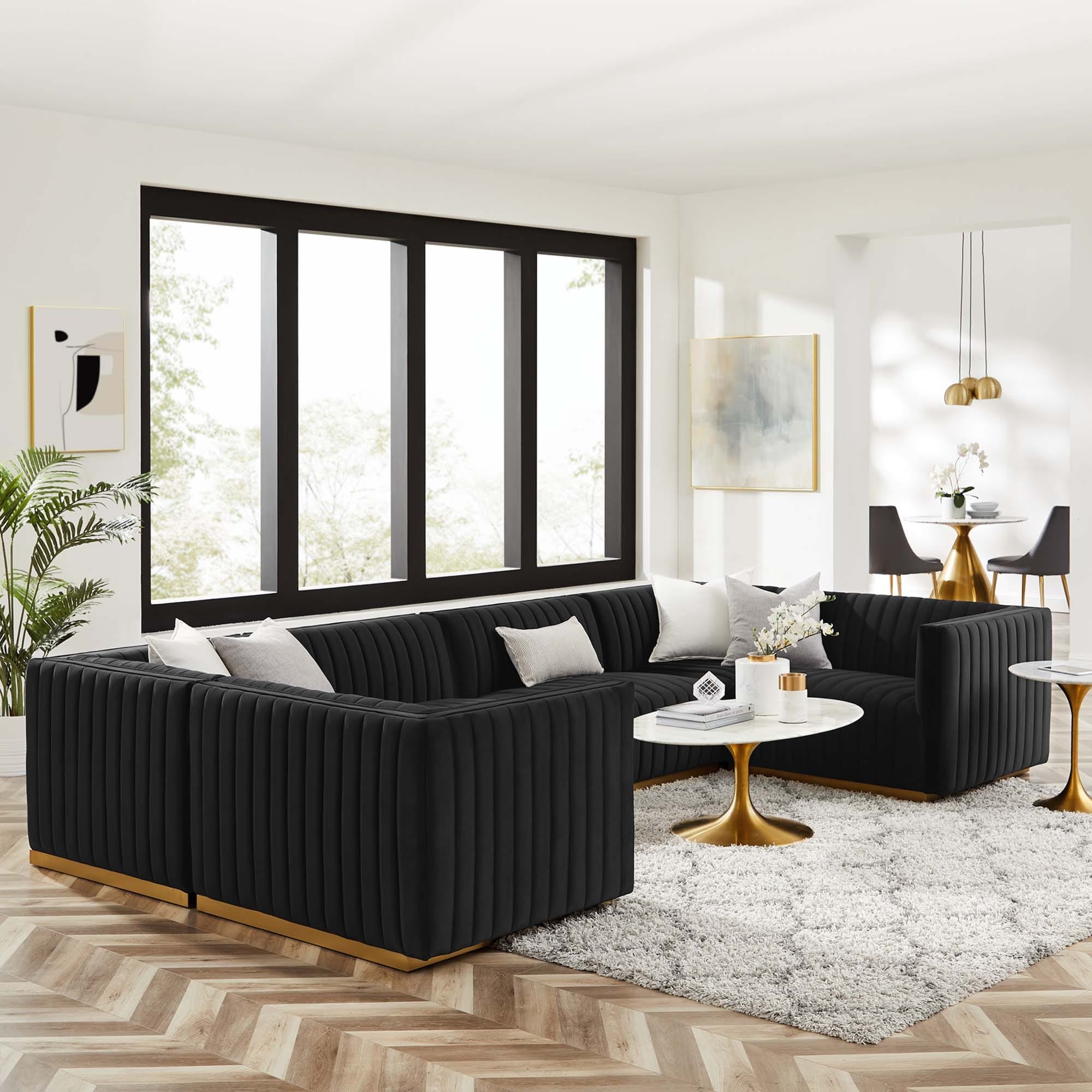 Conjure Channel Tufted Performance Velvet 4-Piece Sofa - On Sale - Bed ...